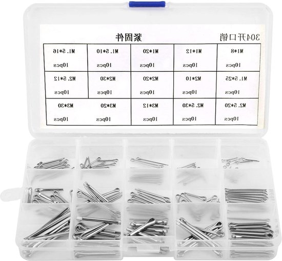 150 Stuks 304 Roestvrij Splitpennen Assortiment - M1 M3 V4a - Staal ...