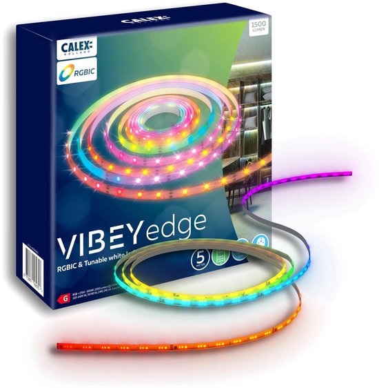 Calex LED Strip 5 meter - Voor Binnen - RGBIC - Warm wit licht ...