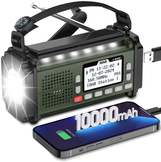 Noodradio Solar Opwindbaar en Batterij - Opwindbare Radio - Draagbare ...