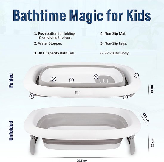 Baby Badje Met Standaard - Babybadje - Inklapbaar Bad 30 Liter - Bad ...