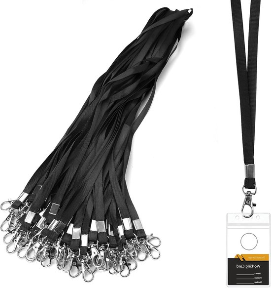 50 Pack of Black 45 cm Lanyards for Hanging Flat – Nylon Lanyard with ...
