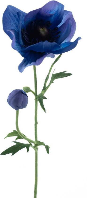 Nova nature - Anemone spray Mina dk blue 63 cm kunstbloem | bol