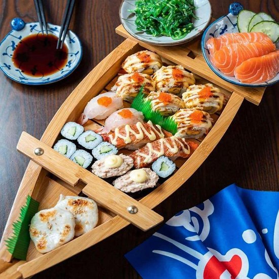 Wooden Sushi Boat Serving Tray, Extra Large Sushi Plates Sushi Boat ...
