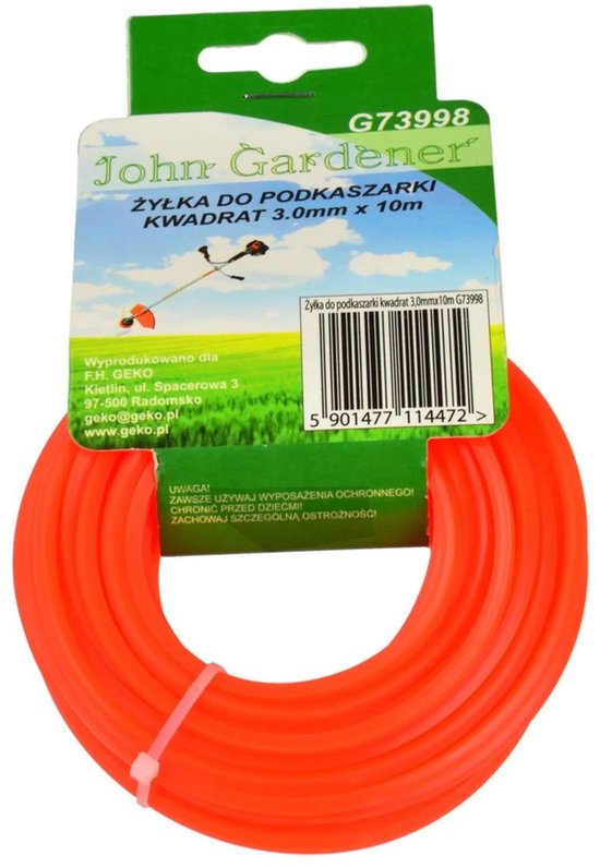GEKO Nylon draad vierkant rood - 3,0 mm x 10 m - Hittebestendig en ...