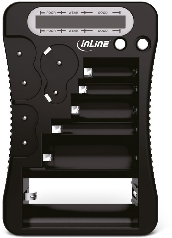 InLine® battery tester with LCD display, for round and button cell ...