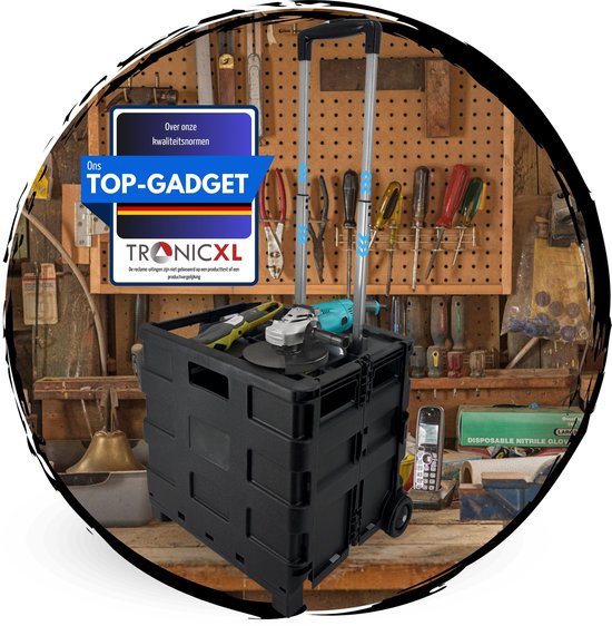 TronicXL Opvouwbare Transporttrolley – Stevige Klapbox met Grote Wielen ...