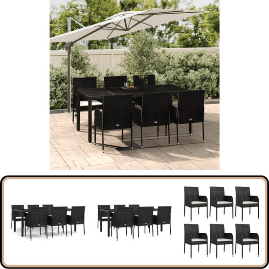 vidaXL 7-delige Tuinset - Poly Rattan - Zwart Tuin Set - Tuinset Wicker ...