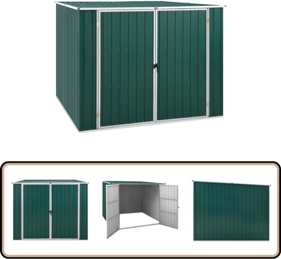 vidaXL Tuinschuur - 195x198x159 cm - Groen Staal Tuinberging ...