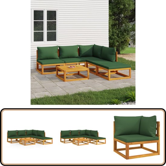 vidaXL Loungeset 6-delig - Groen - Massief hout Tuinmeubleset - Acacia ...