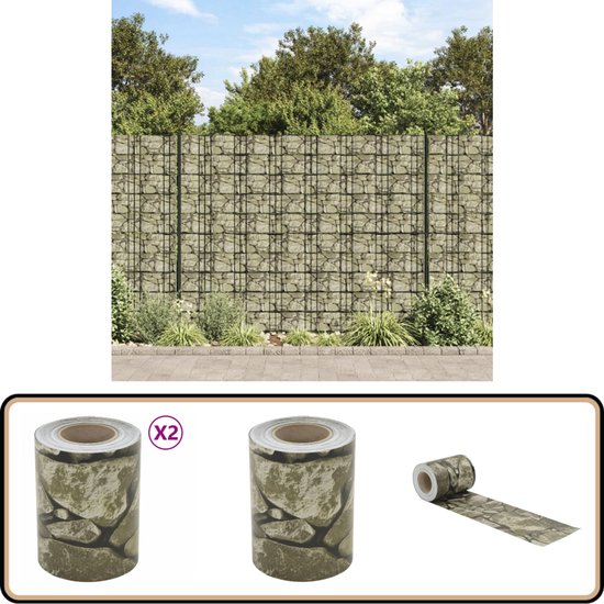 vidaXL Tuinscherm Steenpatroon 35x0,19m Grijs - 2 st Tuinscherm - Pvc ...