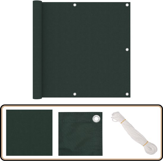 vidaXL Balkonscherm 90x600cm Donkergroen Balkonscherm - Privacy Screen ...