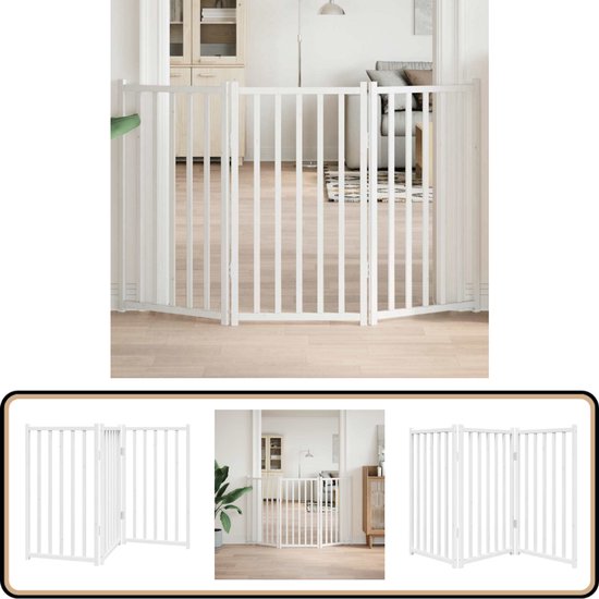 vidaXL Hondenhek - Inklapbaar - 3 Panelen - Wit - 150 cm Hondenhek - Inklapbare Hekken... | bol