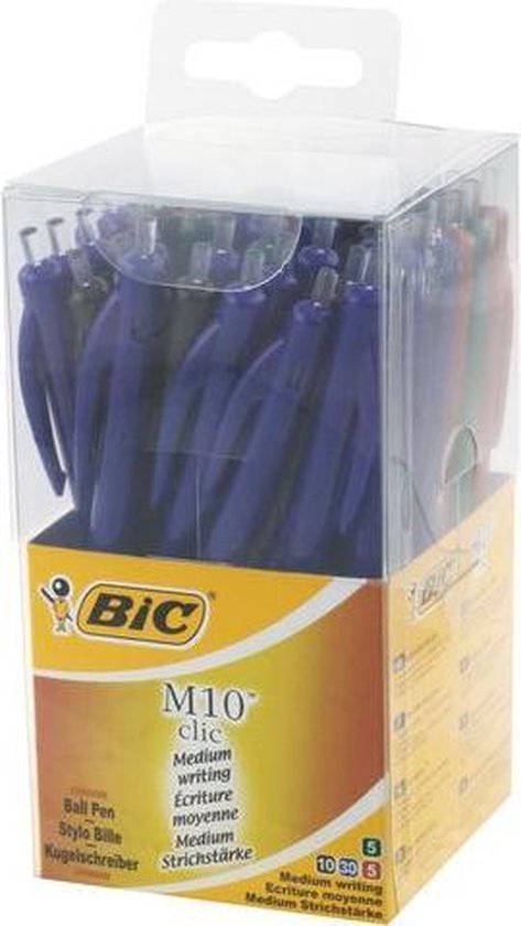 Bic - balpen M10 Clic | doos met 50 stuks in geassorteerde kleuren | bol