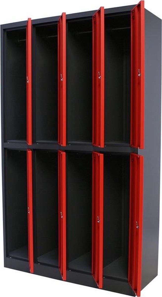 Kraftmeister lockerkast 8 deuren rood/antraciet | bol.com