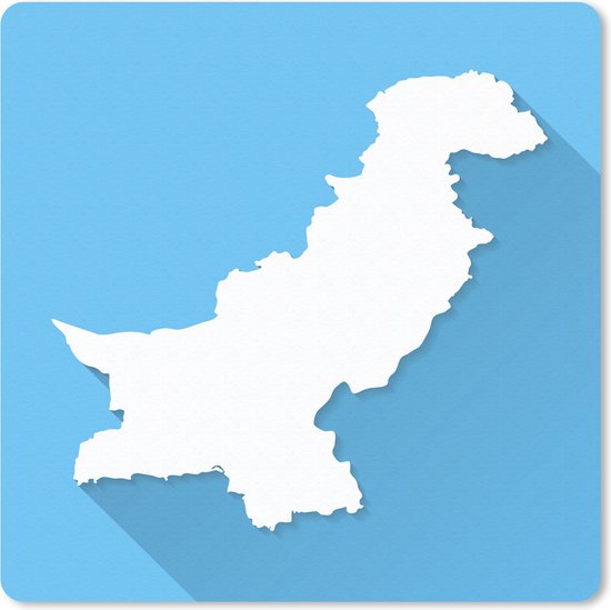 Muismat - tekening van een witte kaart van Pakistan op een blauwe ...