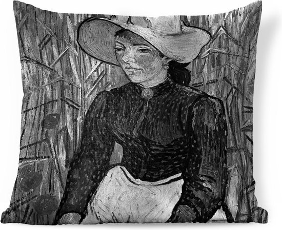 Sierkussen Vincent Van Gogh pour l'intérieur - Paysanne au chapeau de paille jaune -... | bol.com