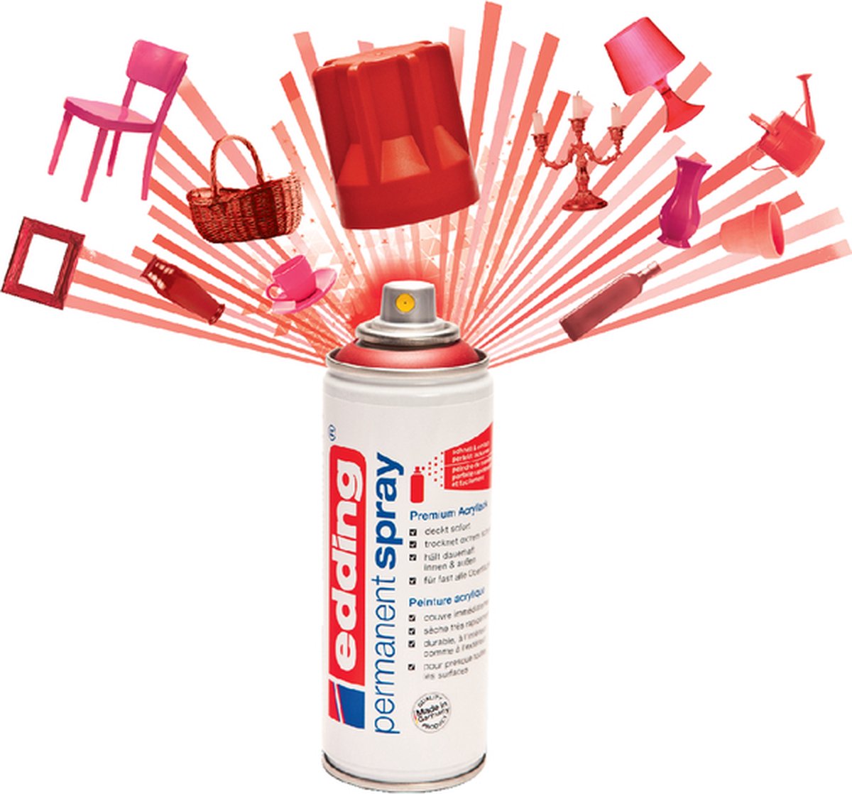 edding 5200 permanent spray premium acrylverf verkeersrood mat RAL 3020 ...