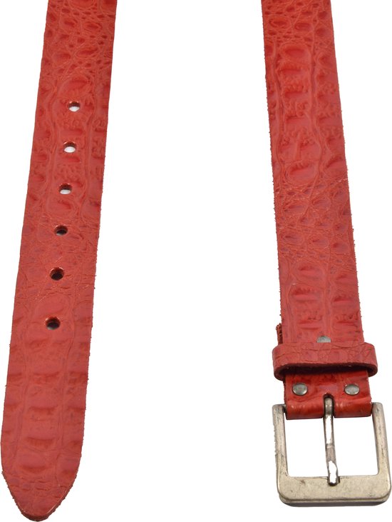 Mooie Rode Croco Print Buffel Lederen Broekriem - 4 cm Breed - 105 cm ...