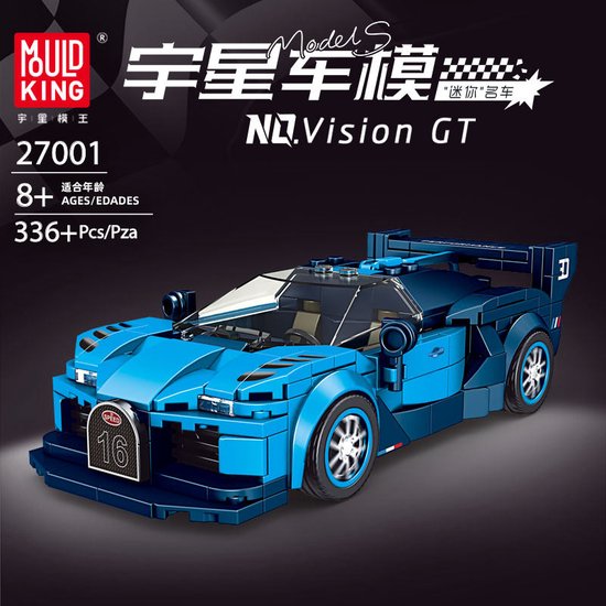Mould King 27001 Speed Models - Bugatti Veyron Blauw - 336 onderdelen met vitrine -... | bol