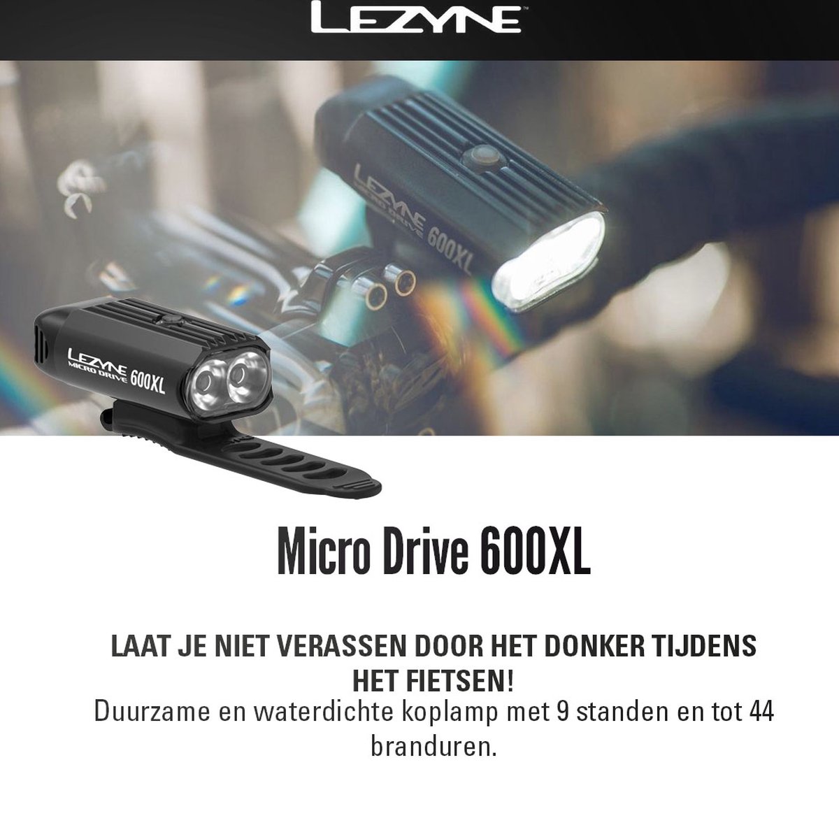 Lezyne Micro Drive 600XL - Oplaadbare LED fietslamp voor - 9 Standen ...