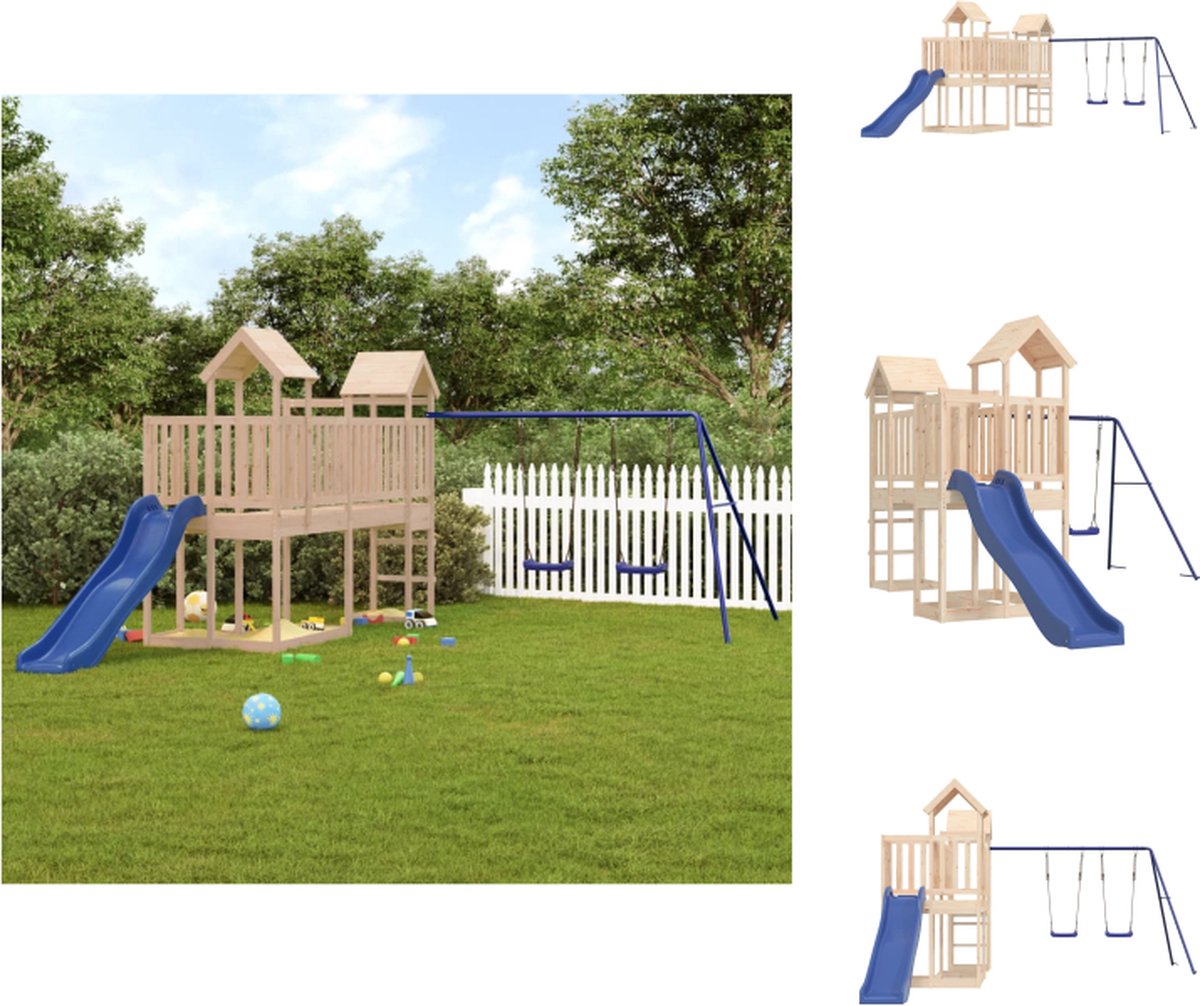 vidaXL Speeltorens met brug - Massief grenenhout - 357 x 524 x 214 cm - Golvende... | bol