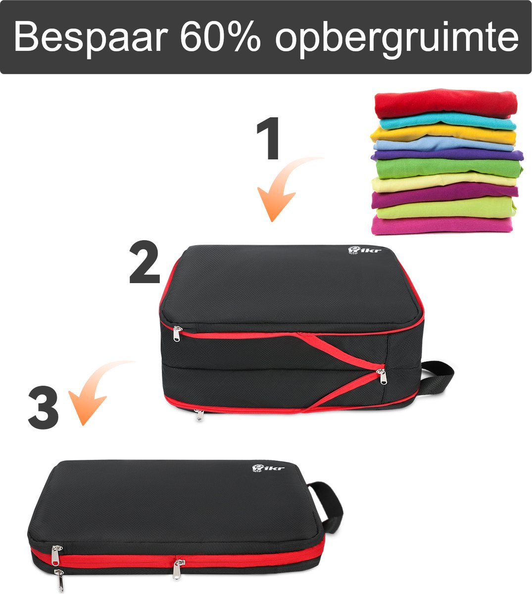 Hikr® Packing cubes - Set 3 delig met compressierits - Waterdicht - Koffer & Backpack... | bol