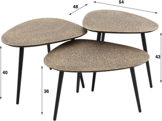 Salontafel Trinity set van 3 driehoekig metallic - Brons antiek | bol