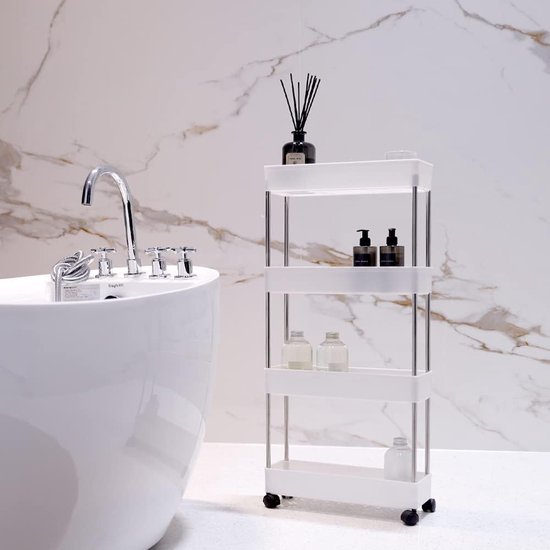 298B4 Slim Kitchen Trolley Wheels, Space Saving Bathroom Shelf Kitchen ...