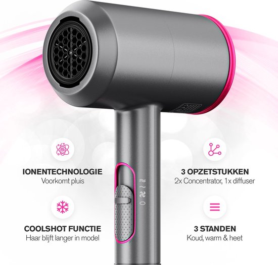 Fameilleur luxe föhn met Diffuser - Föhnborstel - Ionische Haardroger ...