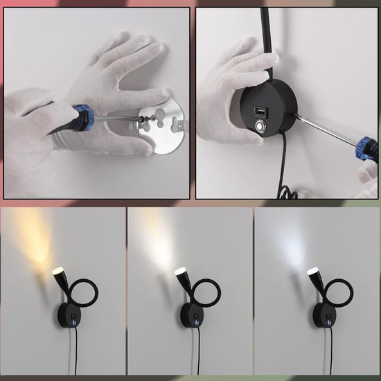 Ayangoods LED leeslampje - Dimbaar bedlampje met flexibele zwanenhals ...