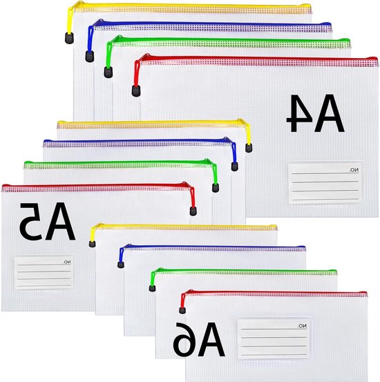 Plastic mappen document portefeuilles - 12 stuks met labelvak - A4/A5 ...