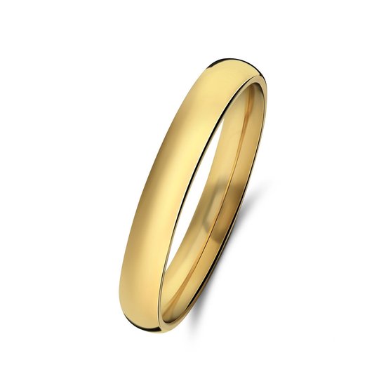 Lucardi Dames Stalen goldplated ring 3mm - Ring - Staal - Goud - 15 / ...
