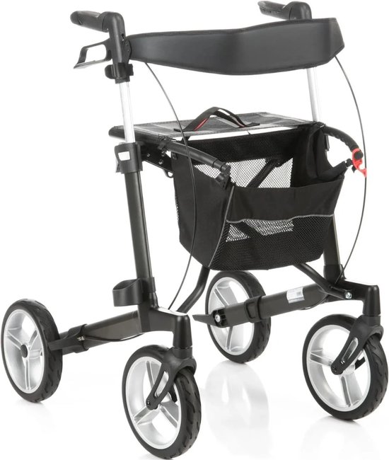 Rollator Plaza X3 - Medium - Lichtgewicht - Grote soft banden - Zwart | bol