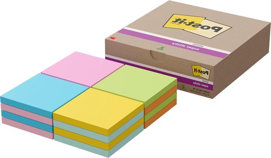 Super Sticky Notes Verschillende Kleuren - 76 mm x 76 mm - 90 Vellen ...