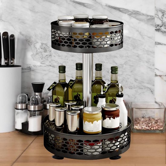 360-graden draaibaar Kruidenrek keukenorganizer draaiplateau roestvrij staal -... | bol