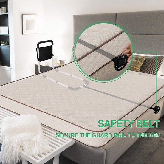 Bed Assist Rail Leuning met Storgae-zak - Verstelbare handgreep voor ...