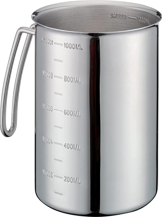Measuring cup with handle stainless steel 10.5 H 14.5 cm inner outer ...