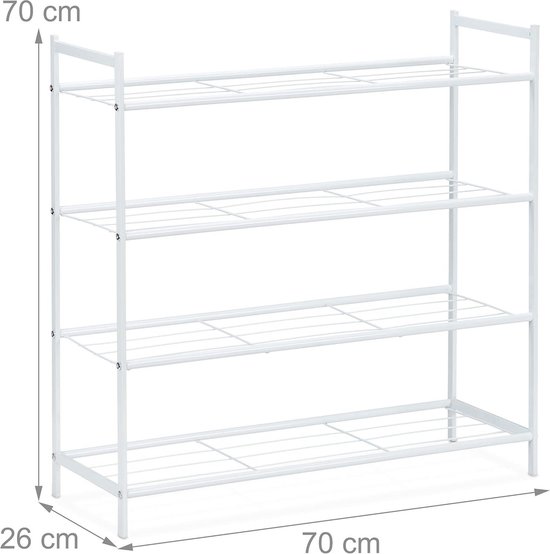 Schoenenrek metaal 4 laags - 12 paar - HBD 70 x 70 x 26 cm - opbergrek ...