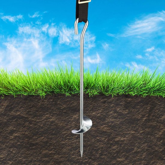 8 delige grondanker set trampoline - grondpennen & spanbanden ...