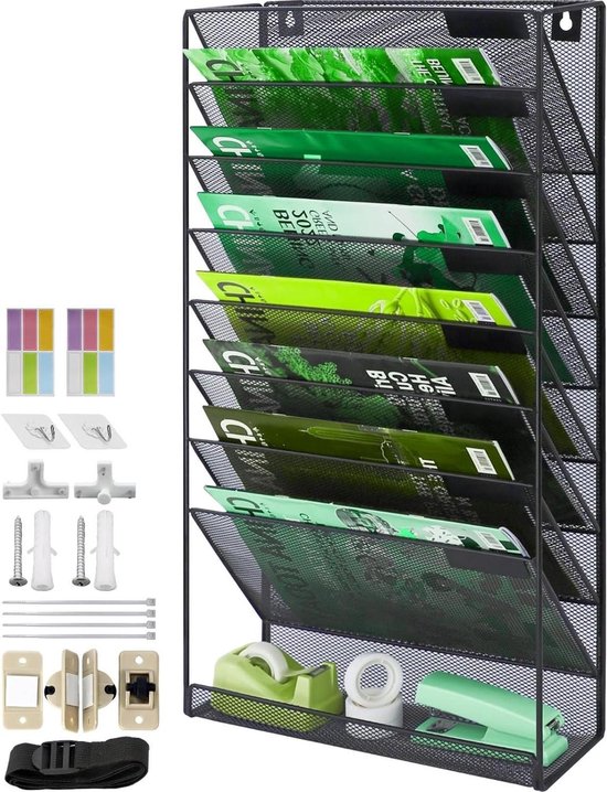 Mesh Wall File Holder - Hanging Magazine Document Organizer - Durable ...