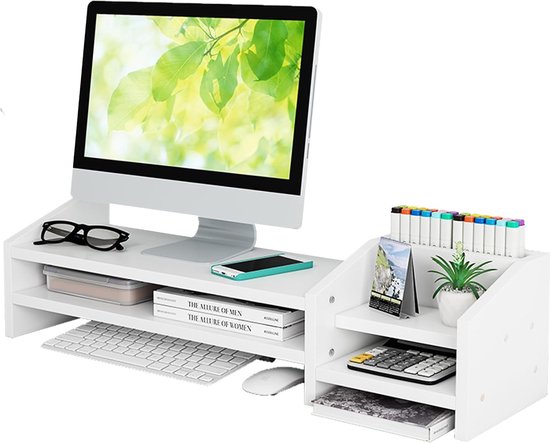 Monitorstandaard Wit, Monitor Riser Bureau, Bureau Monitor Riser Hout ...