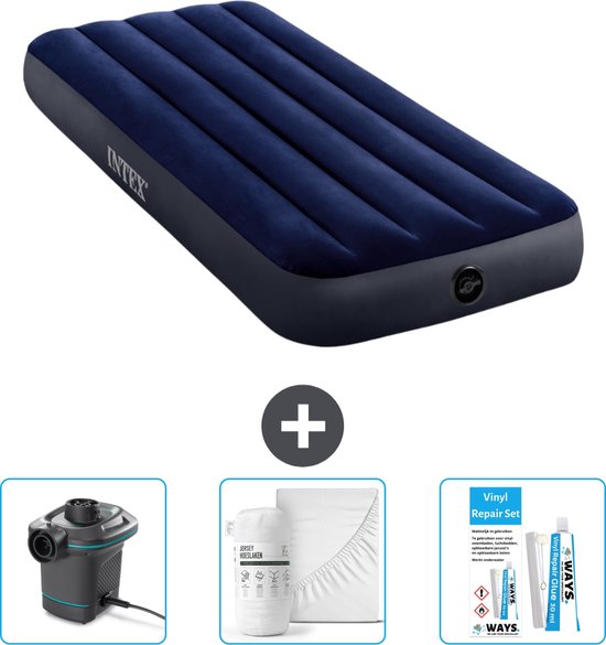 Intex Luchtbed - 1-Persoons - 76 x 191 x 25 cm - Blauw - Inclusief Pomp ...