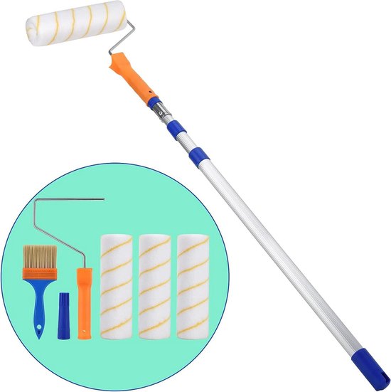 Paint Roller 23 cm Telescopic Rod - Aluminum Alloy Facade Roller Set ...