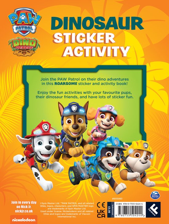 Paw Patrol Dinosaur Sticker Activity, PAW Patrol | 9780755504244 ...