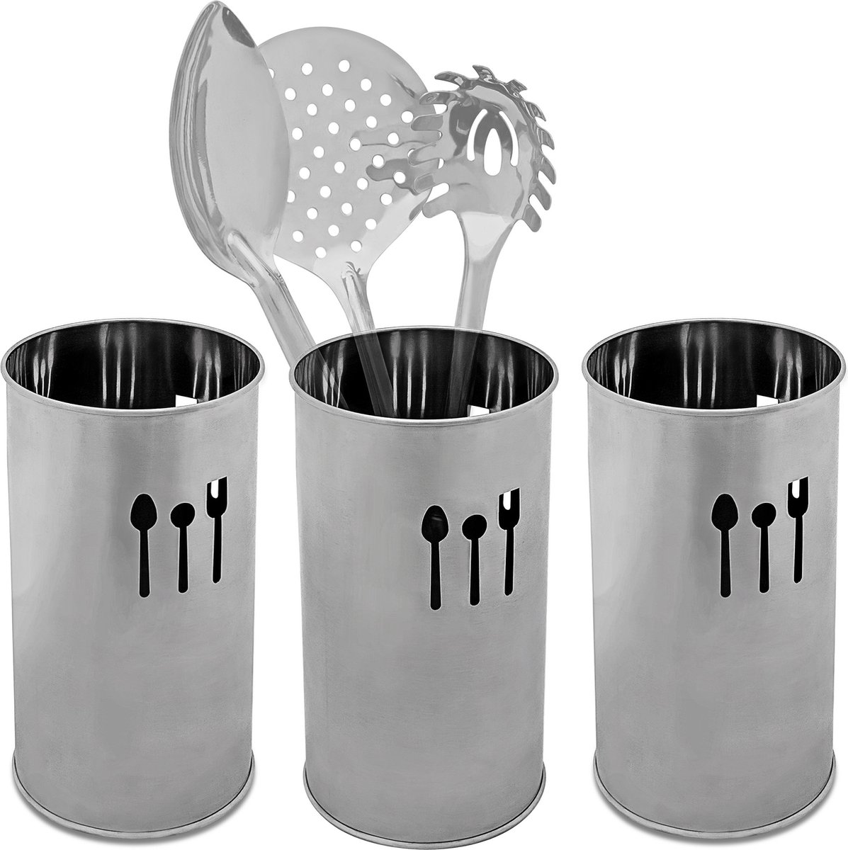 Relaxdays 3x keukengerei houder rvs - bestekhouder - lepels of bestek ...