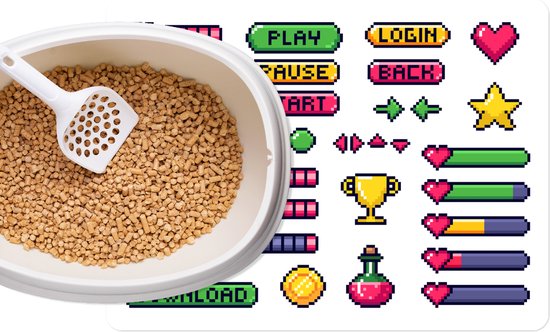 Kattenbakmat - Placemat kat - Kattenbak mat - Gaming - Pixel Art ...