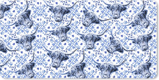 Muismat XXL - Bureau onderlegger - Bureau mat - Koe - Delfts blauw ...