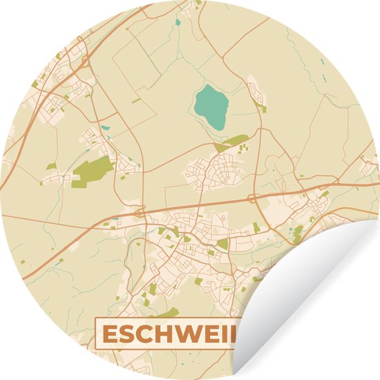 Behangcirkel - Vintage - Eschweiler - Plattegrond - Kaart - Stadskaart ...