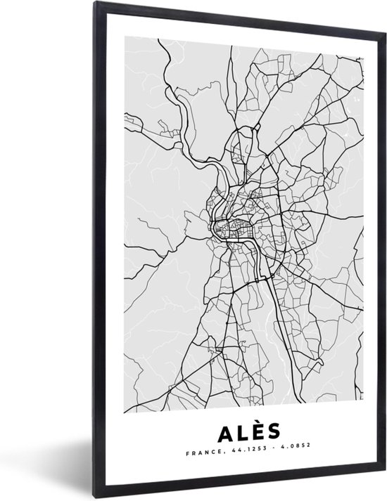 Fotolijst incl. Poster - Kaart – Stadskaart – Alès - Plattegrond ...