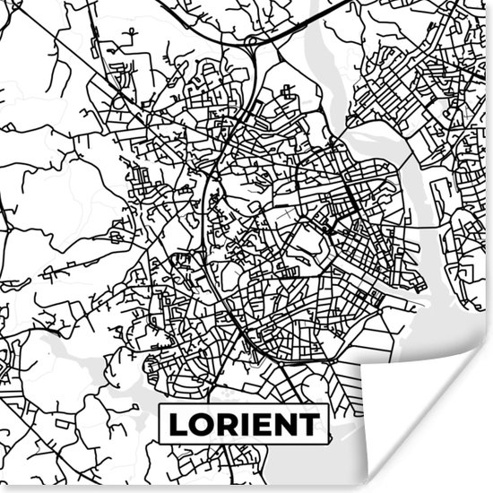 Affiche France - Carte - Plan de ville - Lorient - Carte - Zwart et ...
